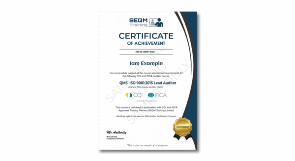 CQI and IRCA Certified Auditor Training Courses - SEQM TRAINING